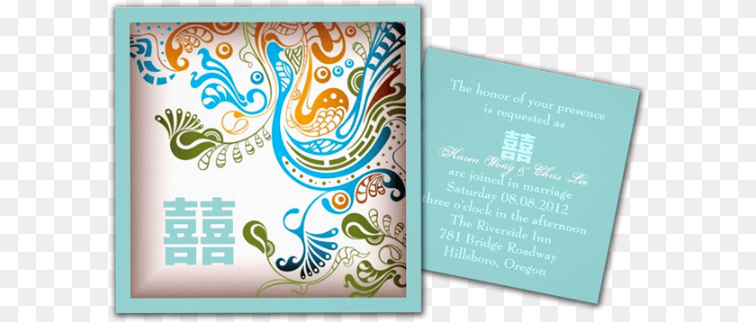 Modern Blue Phoenix Chinese Wedding Invitation Graphic Design, Envelope ...