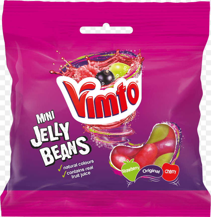 Vimto Mini Jelly Beans Hit Snack, Food, Sweets, Bag, Candy Sticker PNG ...